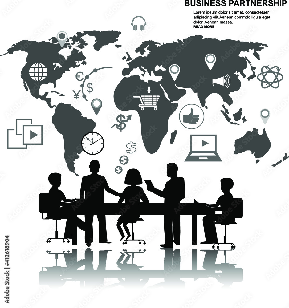 Vector team work Businessman brainstorming to think globally and ...