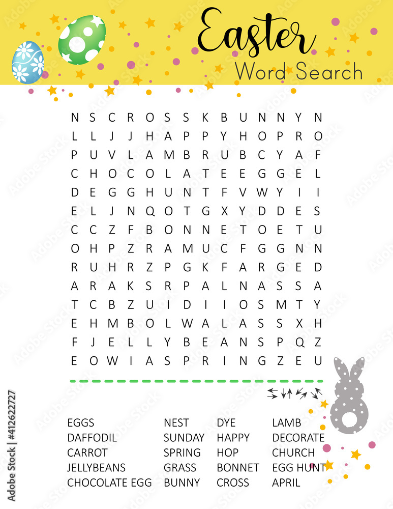 Easter word search puzzle. Educational game for kids. Holiday crossword ...