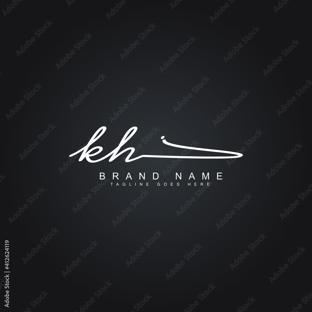 Initial Letter KH Logo - Handwritten Signature Logo Stock Vector ...