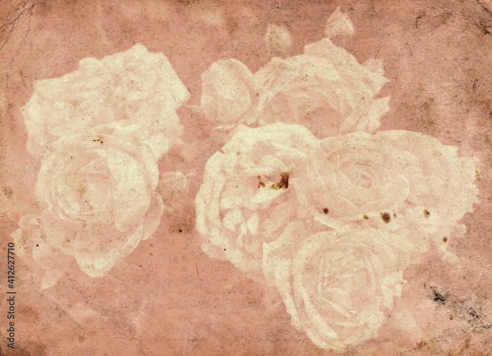 Vintage background with old paper and roses Stock Illustration | Adobe ...