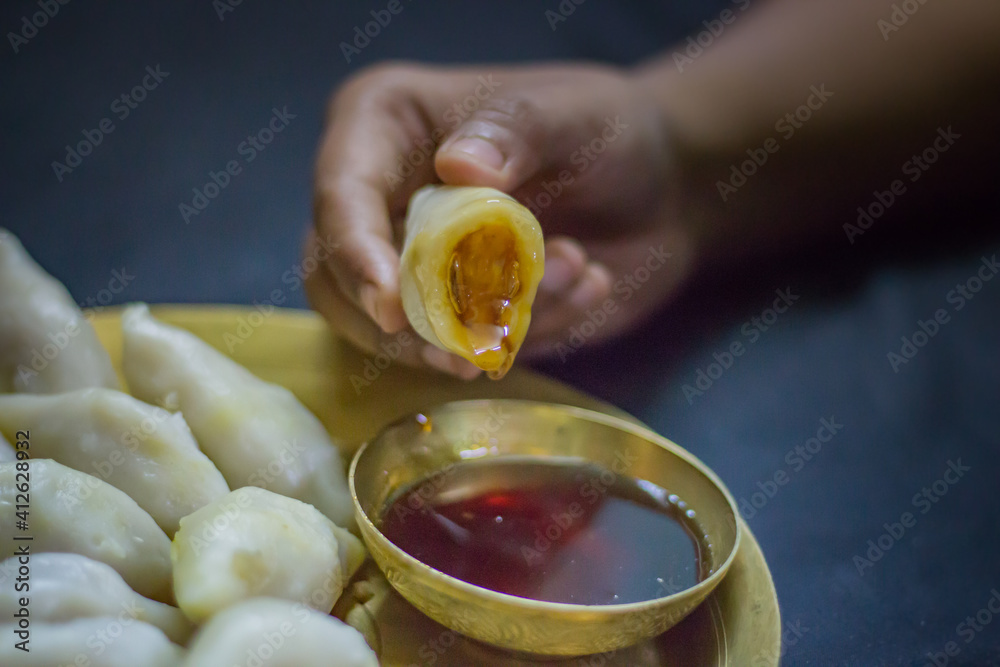 delicious bengali rice flour coconut dumpling served during bengali ...