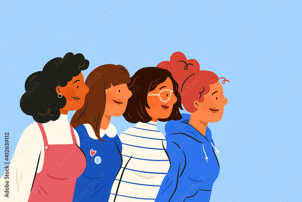 International Women day. Group of women. Female diverse ethnicity ...