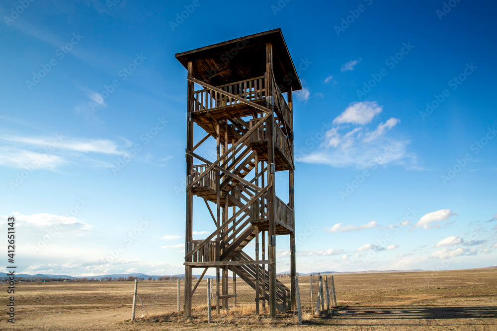 Bird watching tower at the sunrise. Stock Photo | Adobe Stock