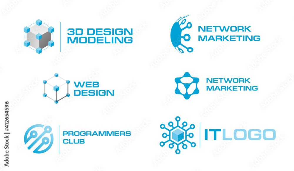 IT logo virtual environ Abstract vector logo website design. 3d ...