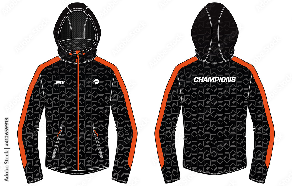 Long sleeve Bomber Hoodie jacket design template in vector, Hooded ...