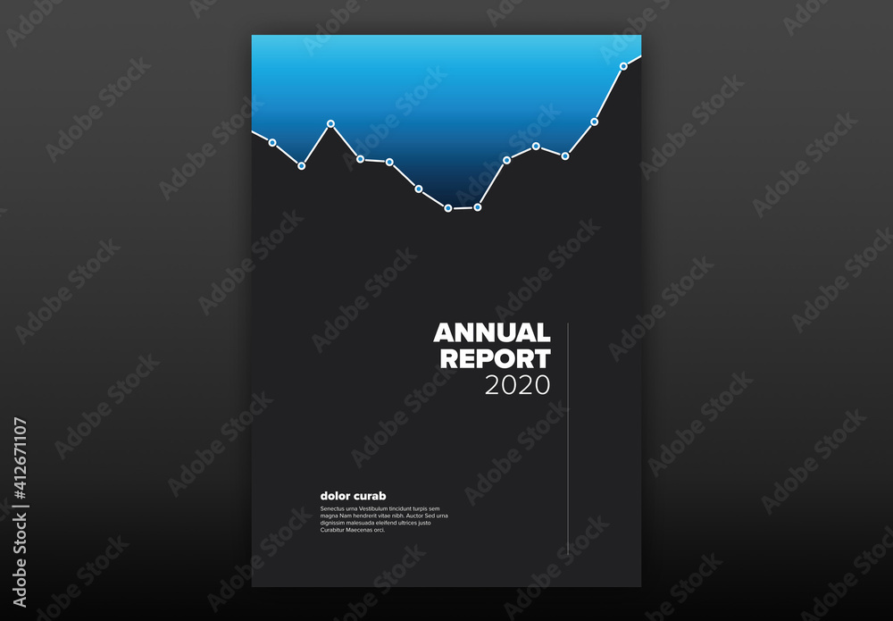 Dark Annual Report Front Cover Page Layout with Blue Graph Stock ...