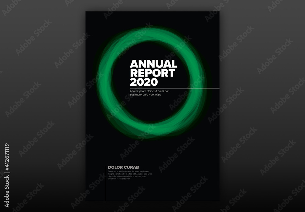 Black Annual Report Front Cover Page Layout Stock Template | Adobe Stock