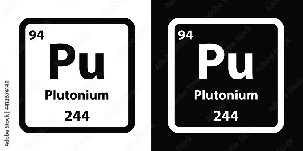 Pu Plutonium chemical element icon. The chemical element of the periodic table. Sign with atomic ...