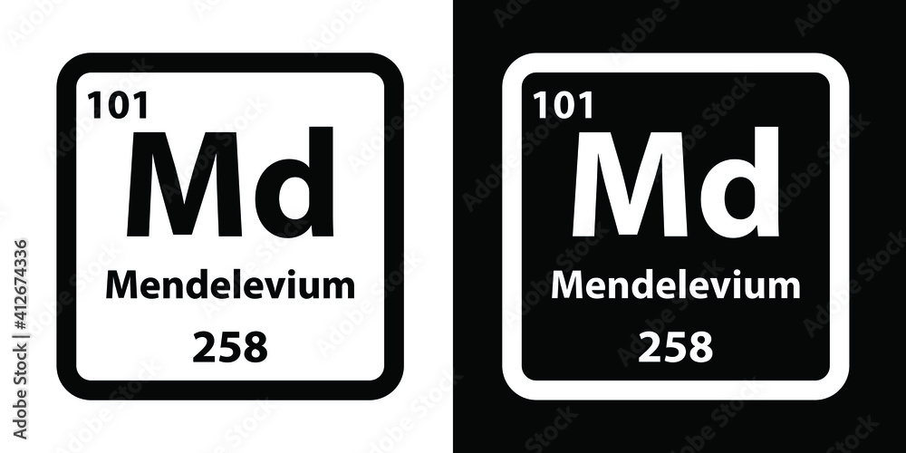 Md Mendelevium chemical element icon. The chemical element of the ...