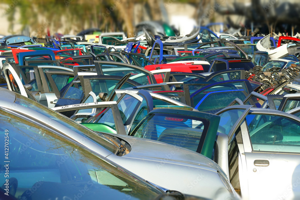 Broken car doors for spareabandoned Stock Photo | Adobe Stock