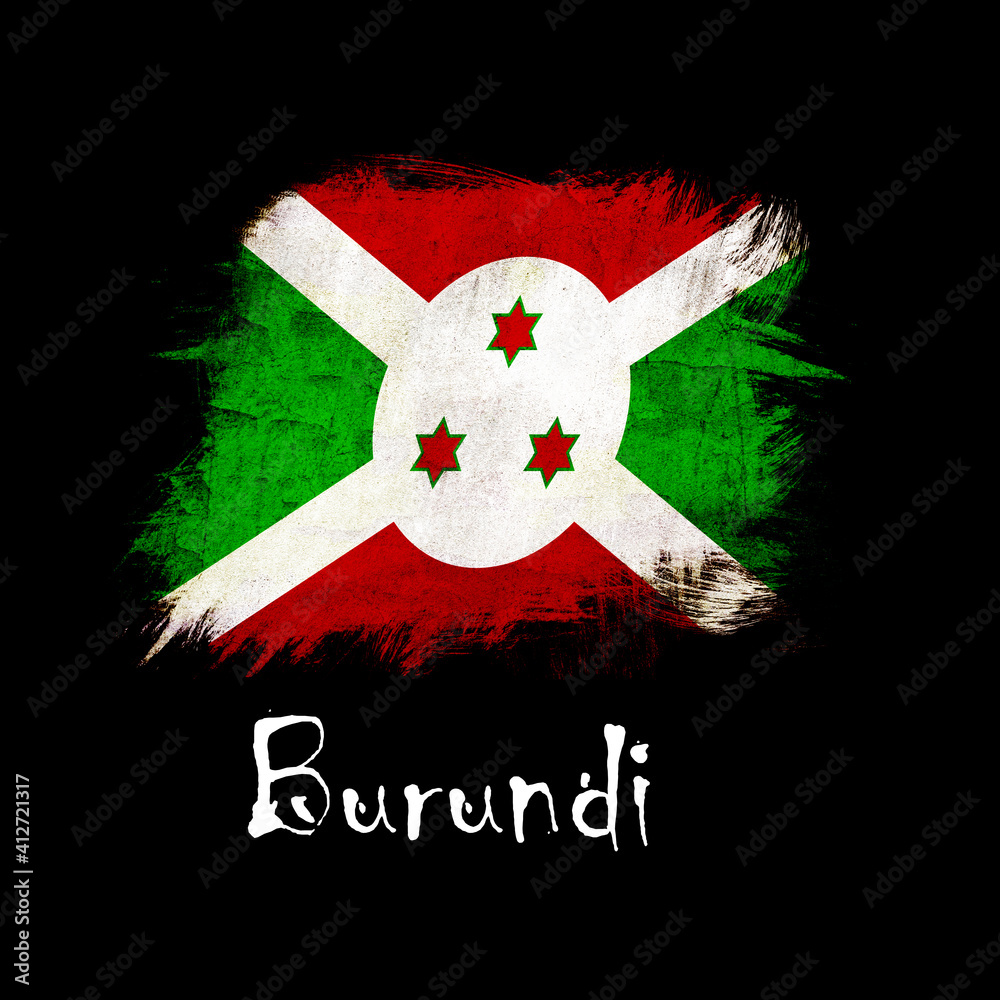 National flag of Burundi, abbreviated with bi; a realistic 3d image of ...