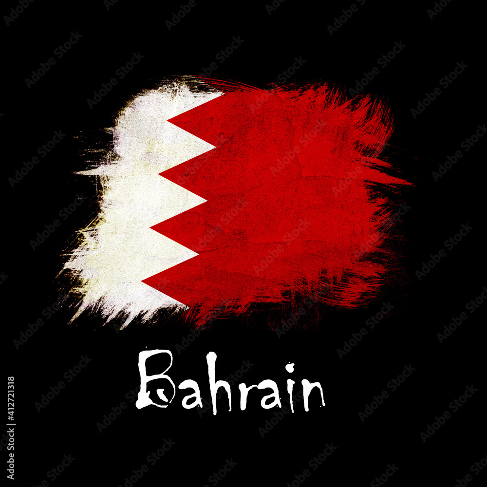 National flag of Bahrain, abbreviated with bh; a realistic 3d image of ...
