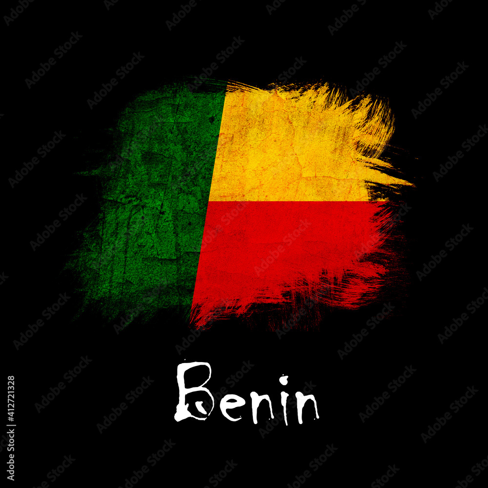 National flag of Benin, abbreviated with bj; a realistic 3d image of ...