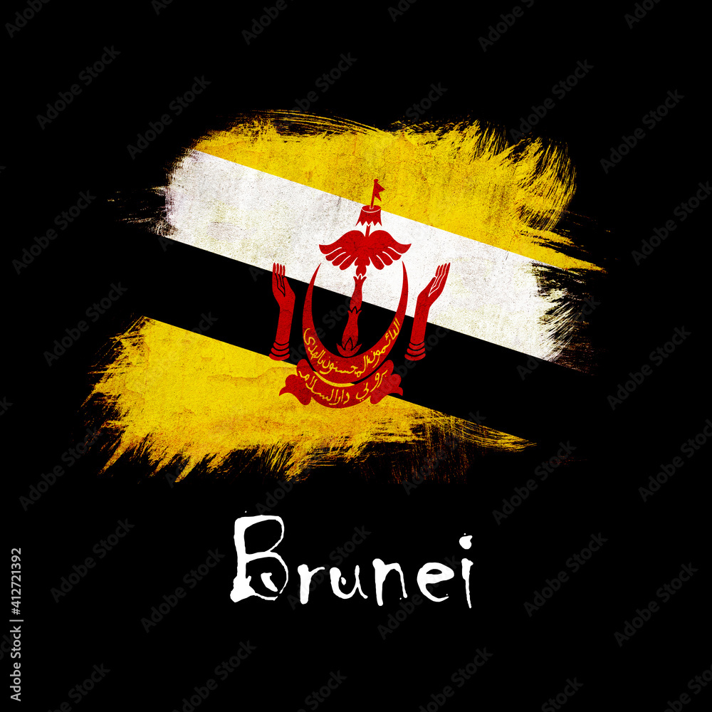 National flag of Brunei, abbreviated with bn; a realistic 3d image of ...