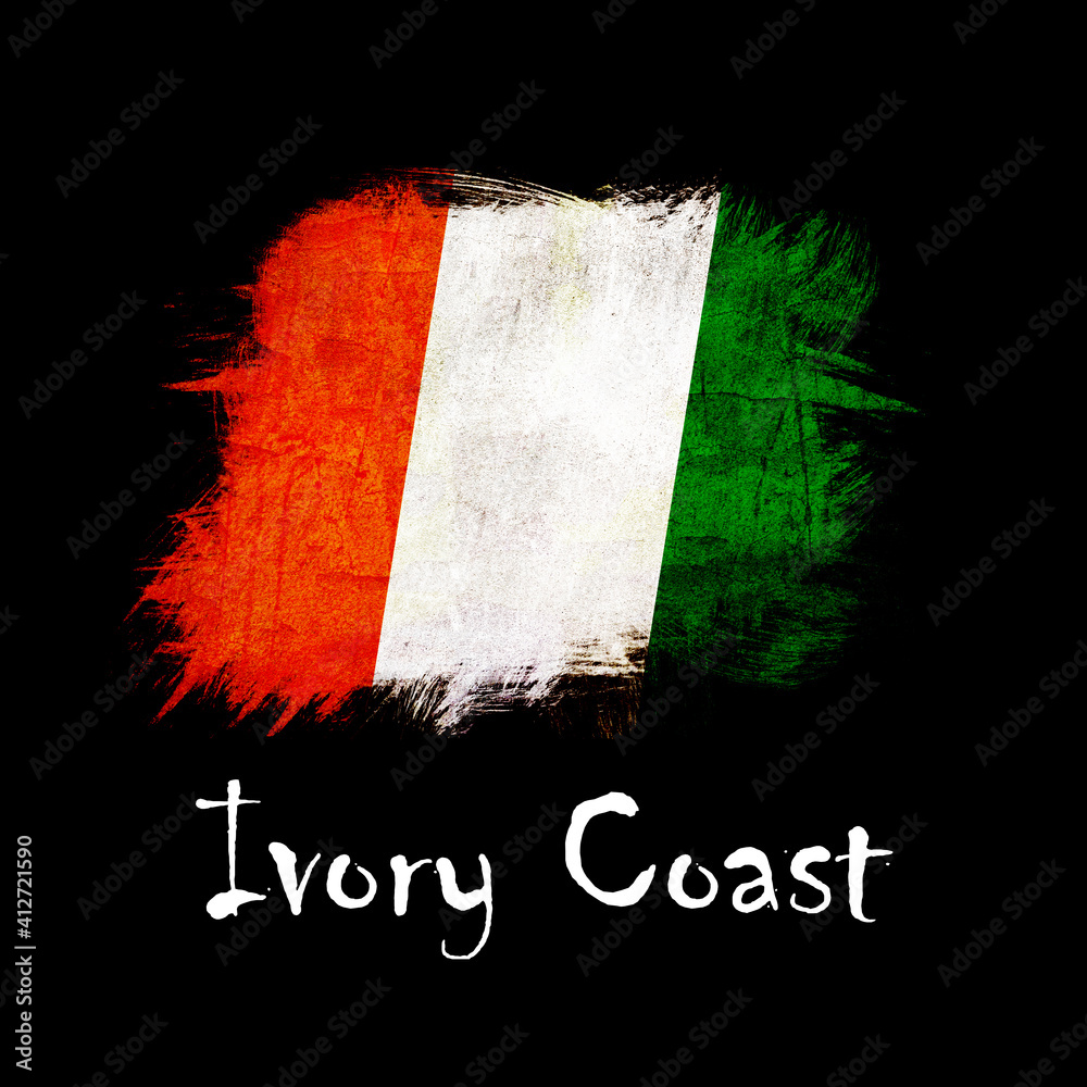 National flag of Ivory Coast, abbreviated with ci; a realistic 3d image ...