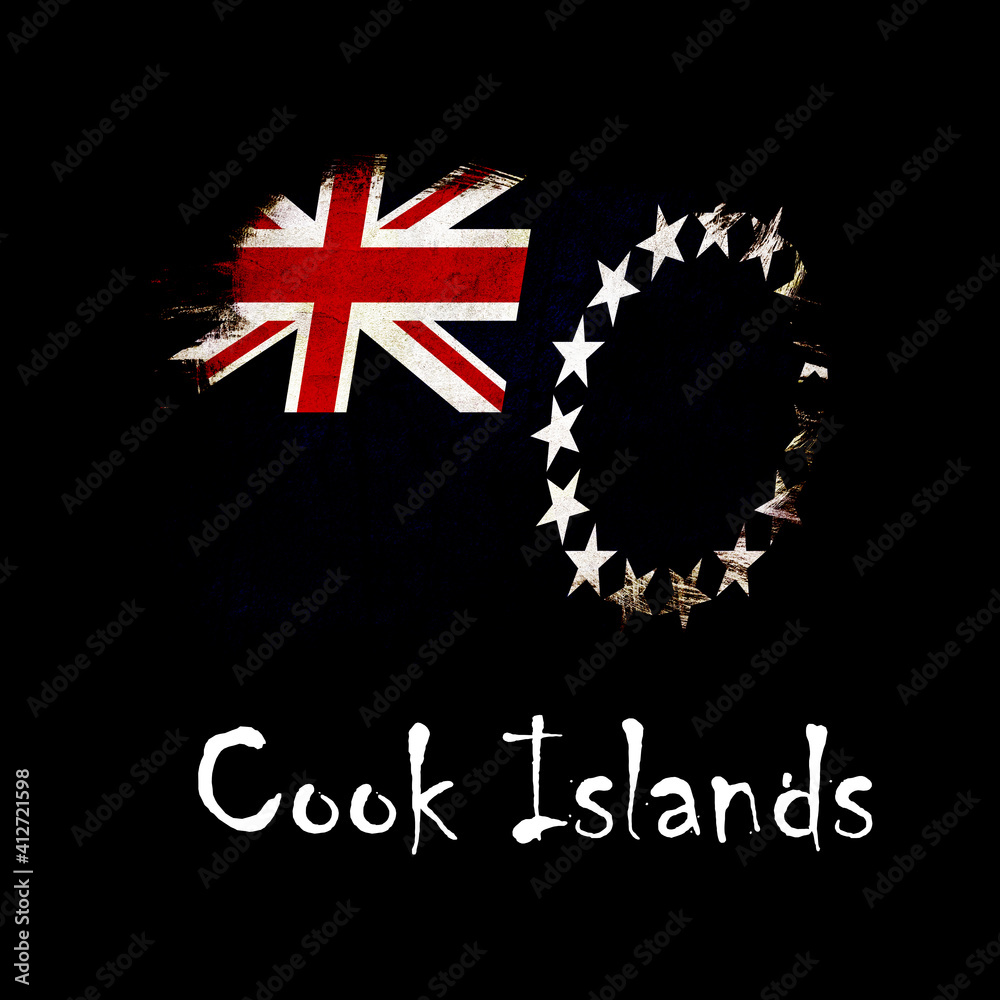 National flag of Cook Islands, abbreviated with ck; a realistic 3d ...