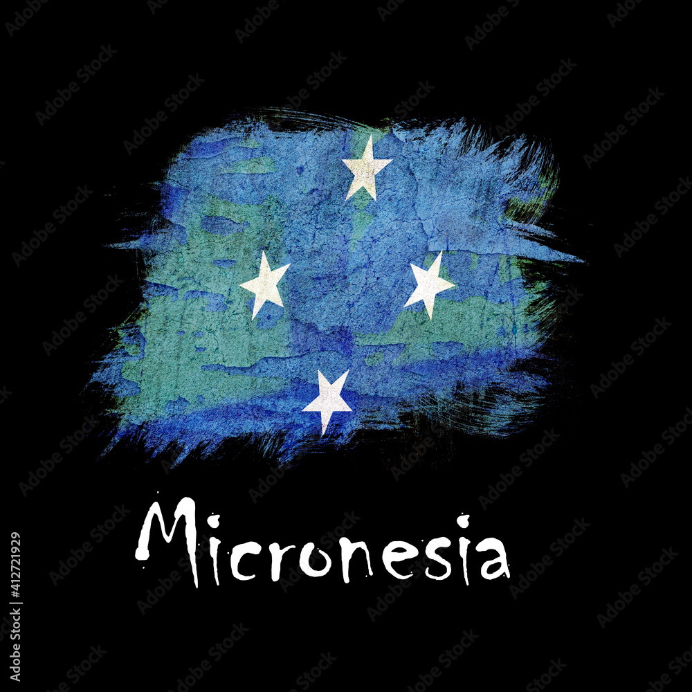 National flag of Micronesia, abbreviated with fm; a realistic 3d image ...