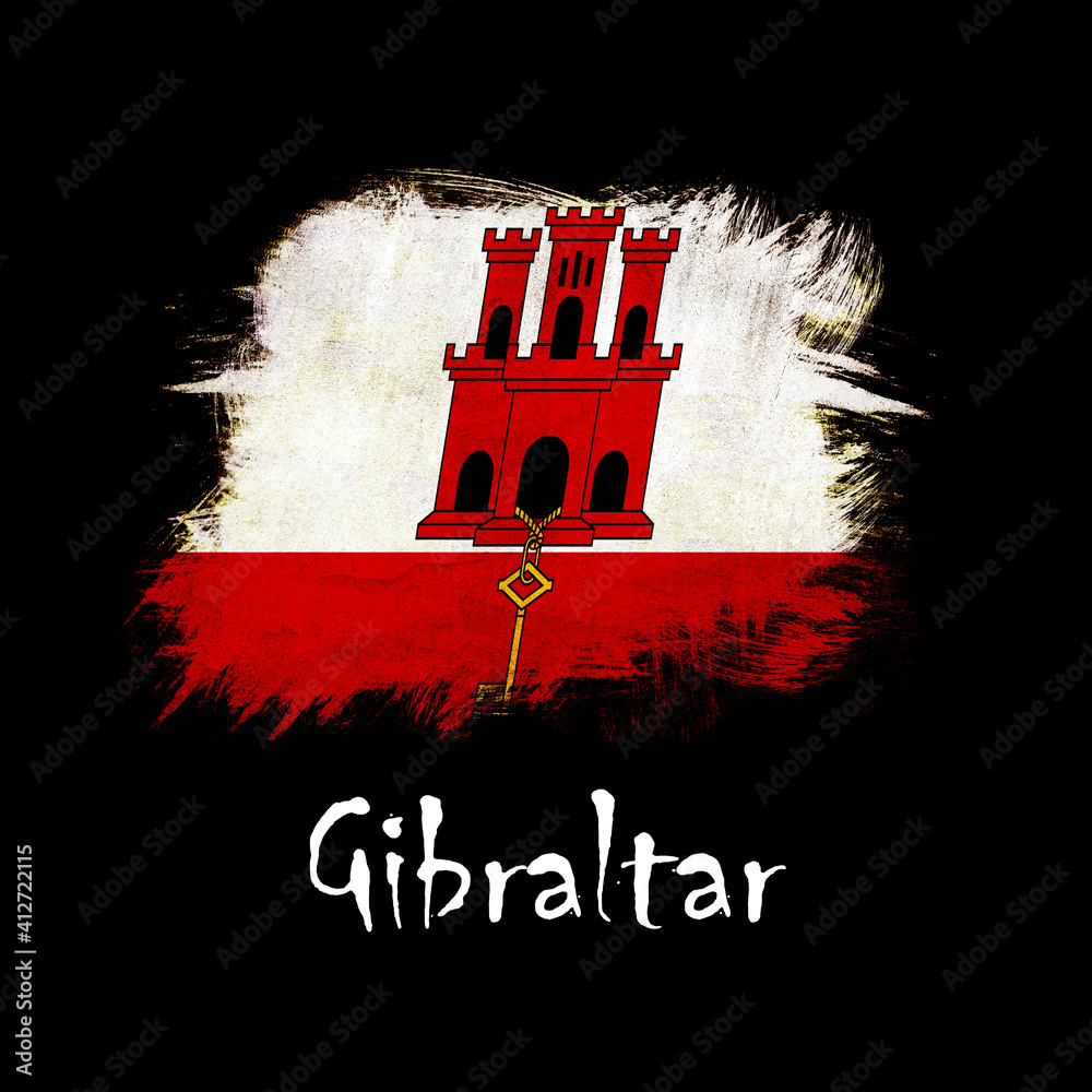 National flag of Gibraltar, abbreviated with gi; a realistic 3d image ...