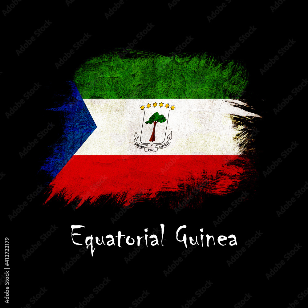 National flag of Equatorial Guinea, abbreviated with gq; a realistic 3d ...