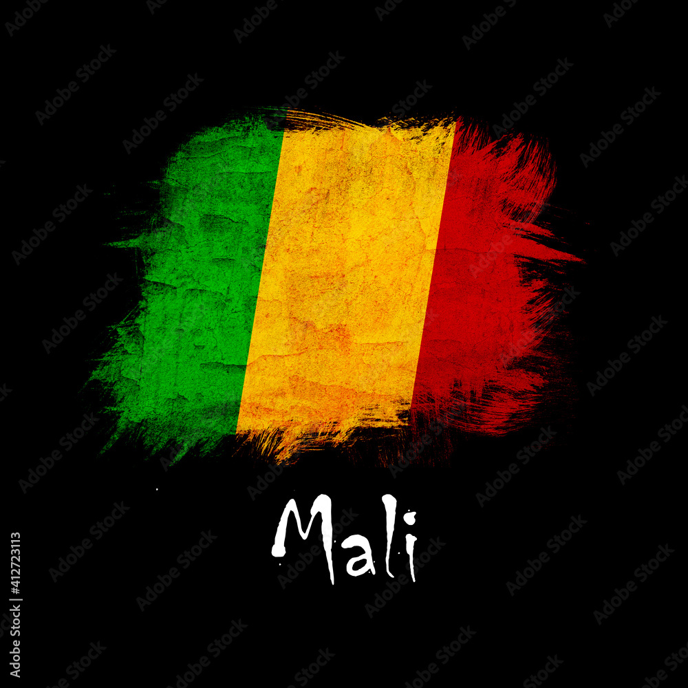 Stock-illustrationen National flag of Mali, abbreviated with ml; a ...