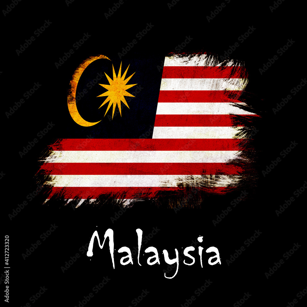 National flag of Malaysia, abbreviated with my; a realistic 3d image of ...
