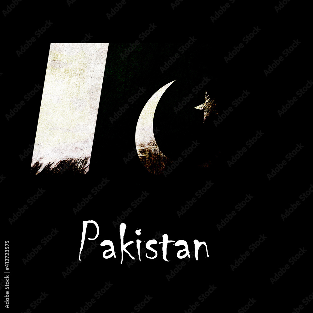 National flag of Pakistan, abbreviated with pk; a realistic 3d image of ...