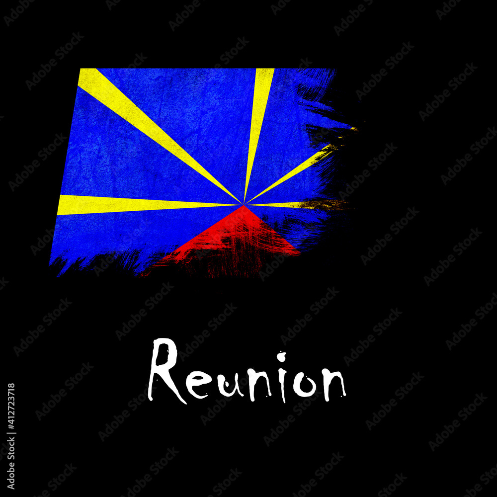 National flag of Reunion, abbreviated with re; a realistic 3d image of ...