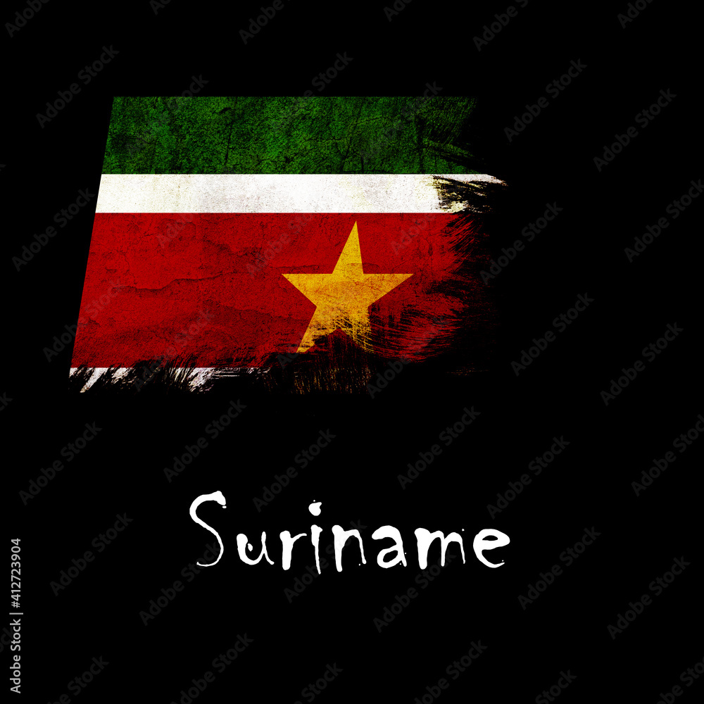 National flag of Suriname, abbreviated with sr; a realistic 3d image of ...