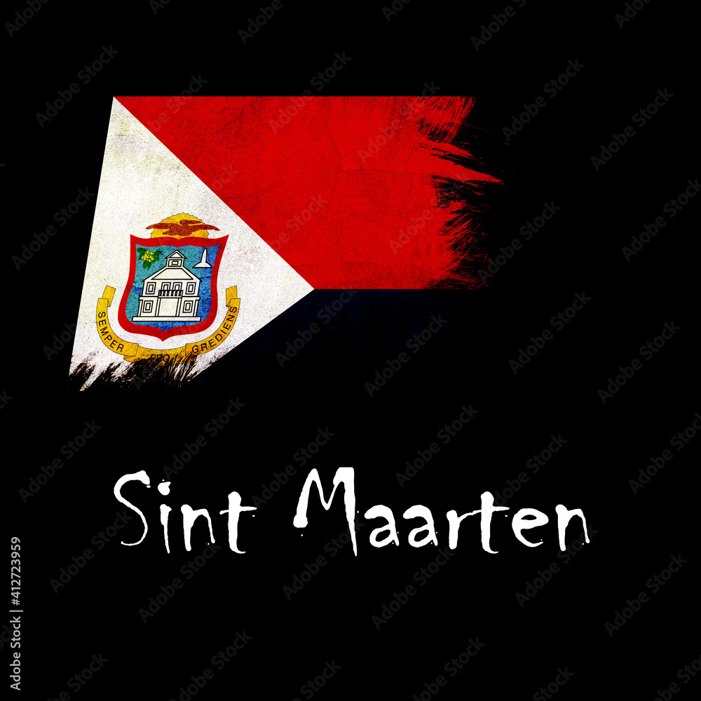 National flag of Sint Maarten, abbreviated with sx; a realistic 3d ...