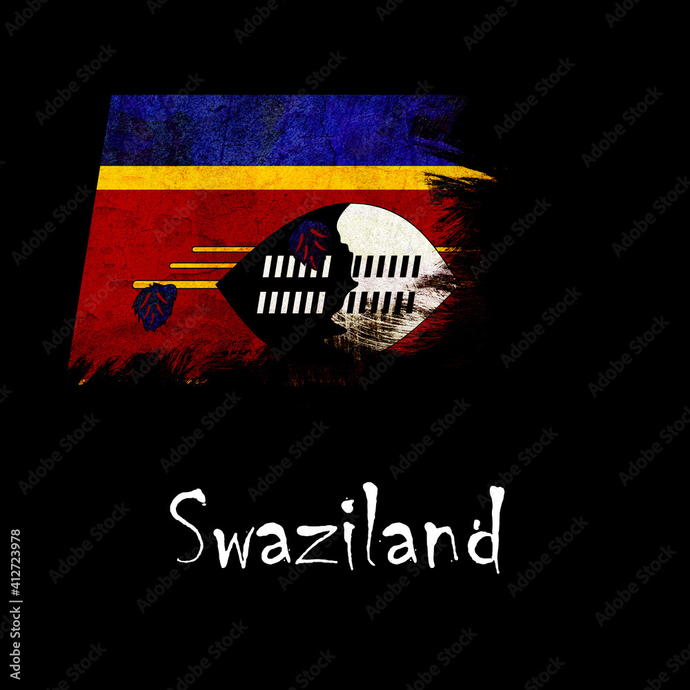 National flag of Swaziland, abbreviated with sz; a realistic 3d image ...