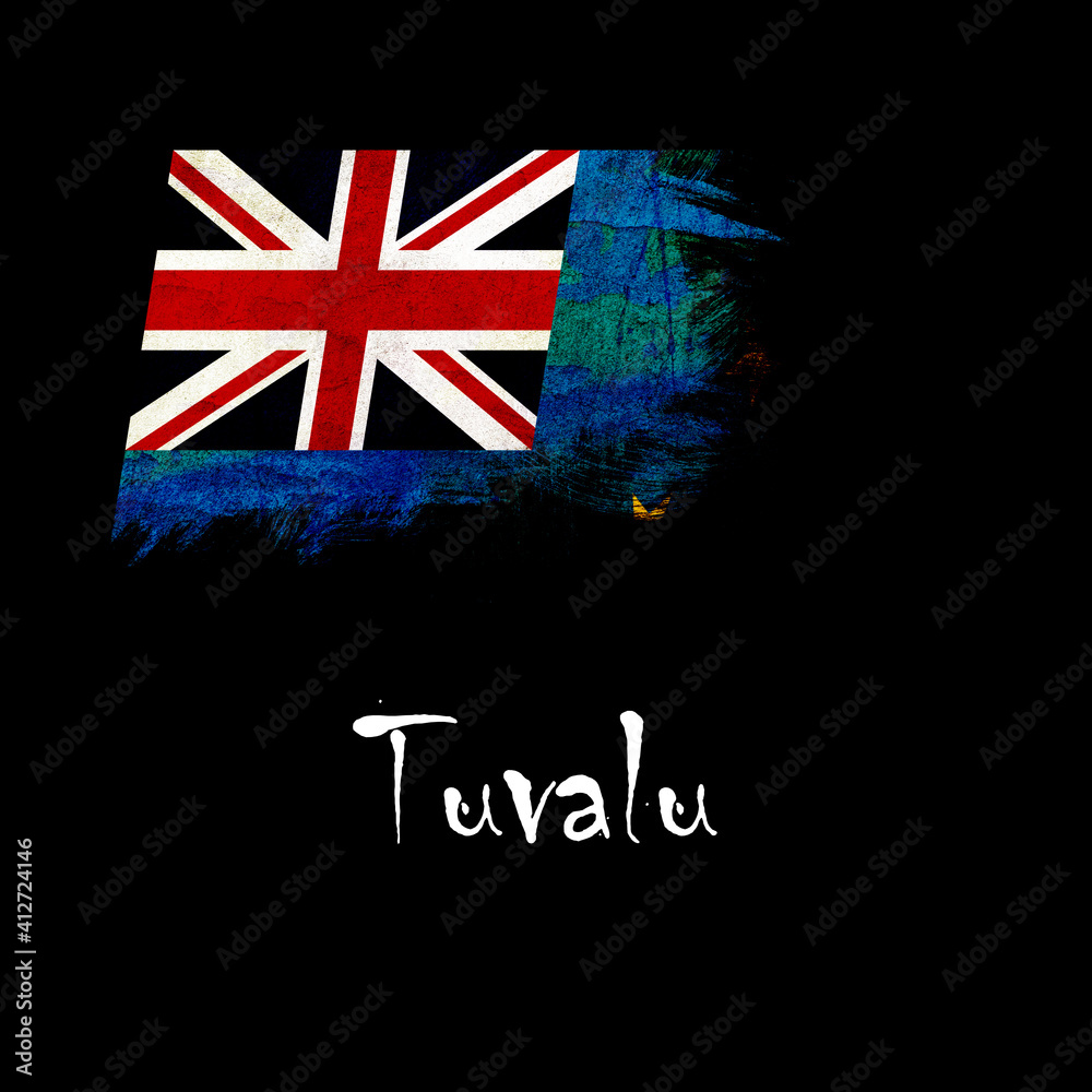 National flag of Tuvalu, abbreviated with tv; a realistic 3d image of ...