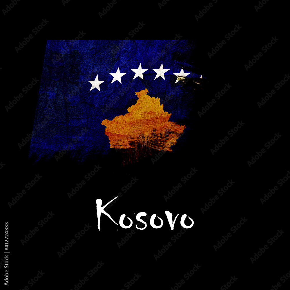 National flag of Kosovo, abbreviated with xk; a realistic 3d image of ...