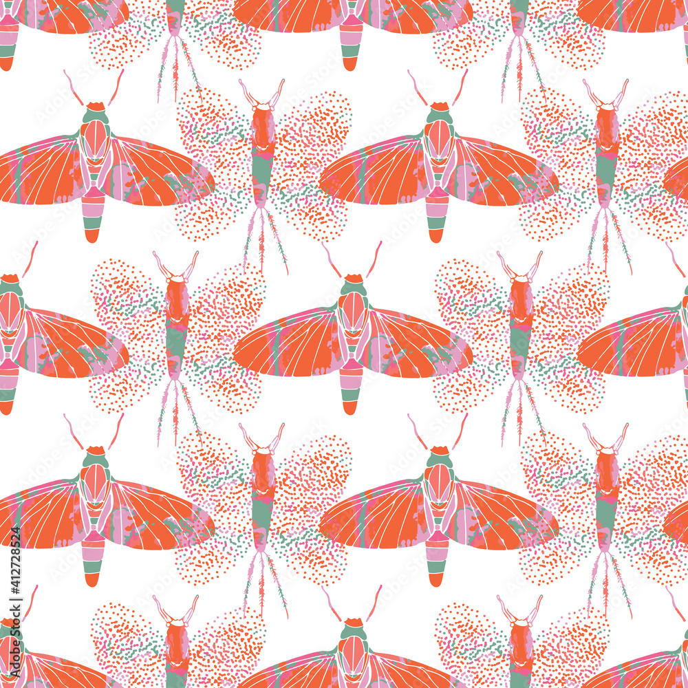 Seamless vector insect pattern, suitable for packaging, fabric design ...