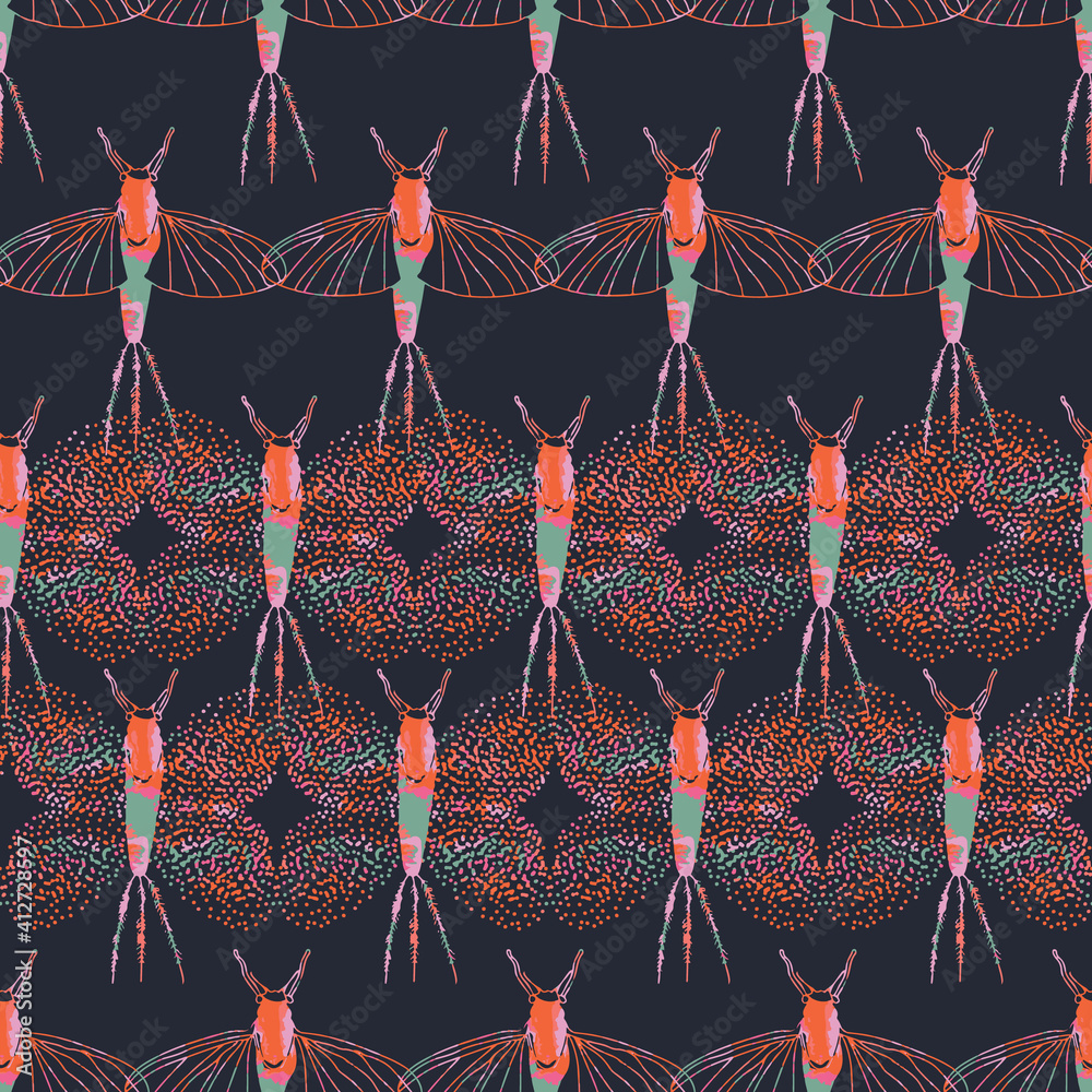 Seamless vector insect pattern, suitable for packaging, fabric design ...