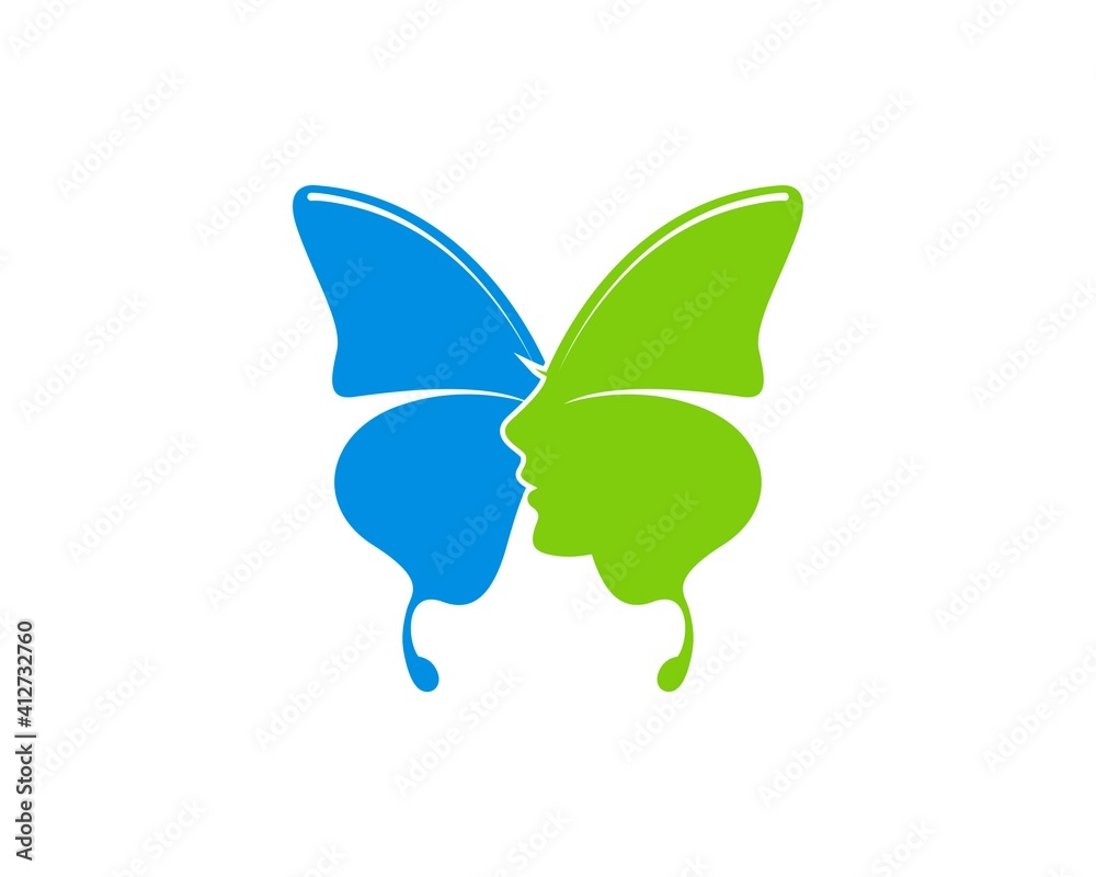Beautiful women face with butterfly wings Stock Vector | Adobe Stock