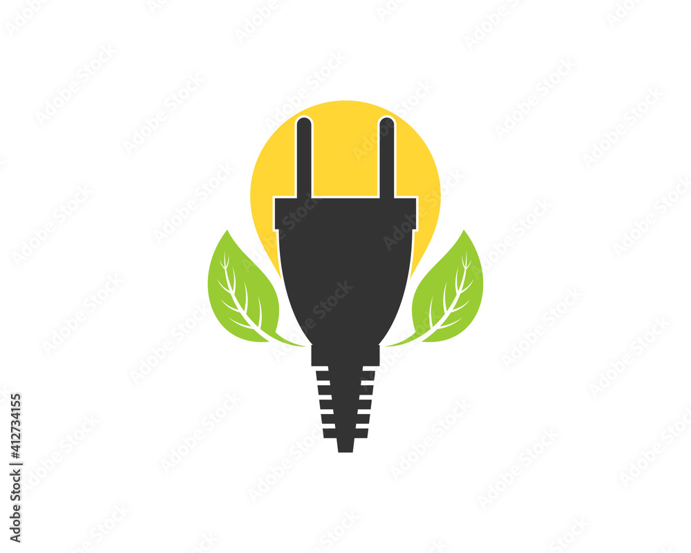Jack and green leaves with light bulb shape logo Stock Vector | Adobe Stock