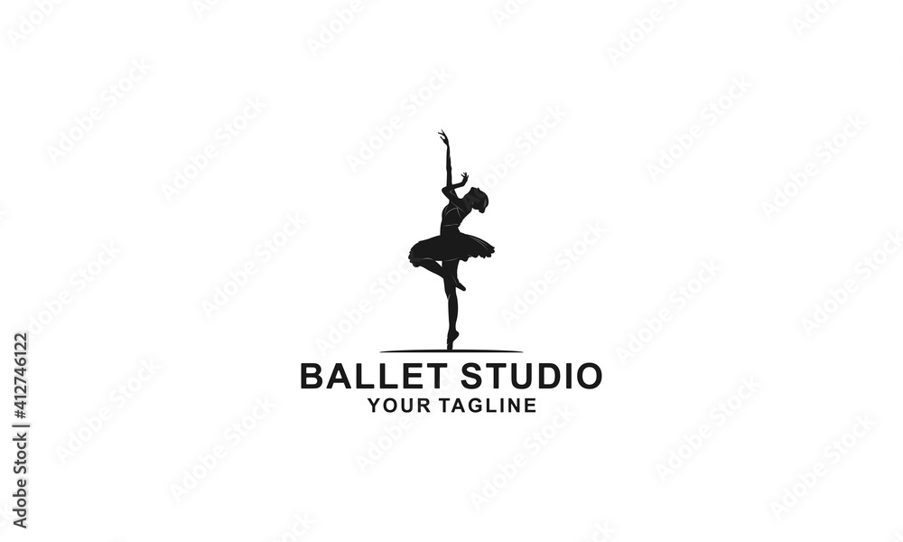 ballet dance illustration logo on white background Stock Vector | Adobe ...