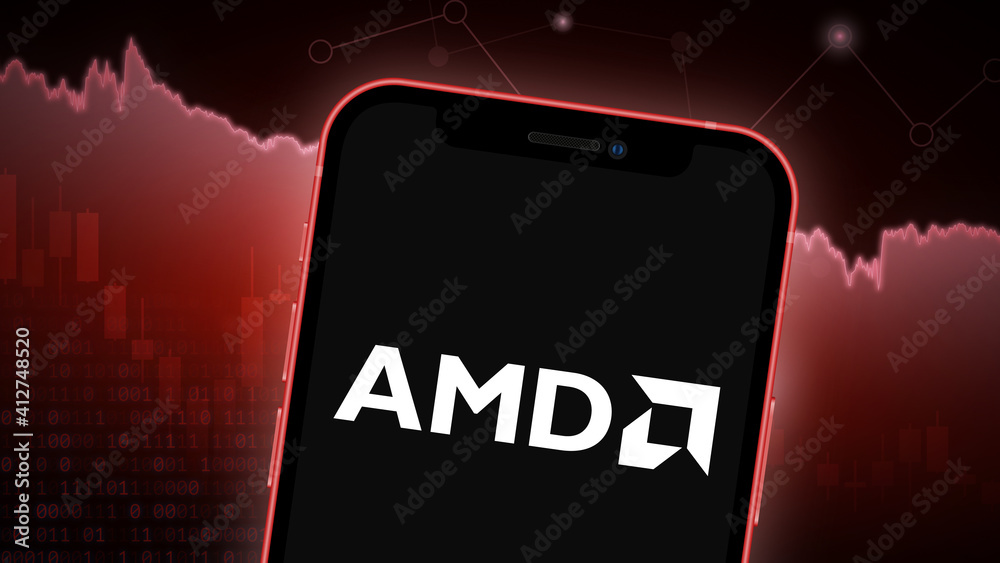 AMD stock market vector illustration, with iPhone splash screen ...