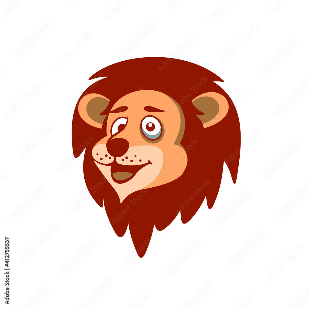 cute lion cartoon, simple lion illustration, vector art. Stock Vector ...