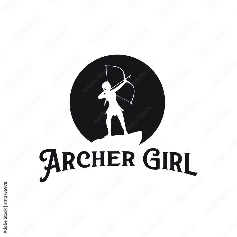 archer girl logo fairy silhouette archer soldier lady exclusive design ...