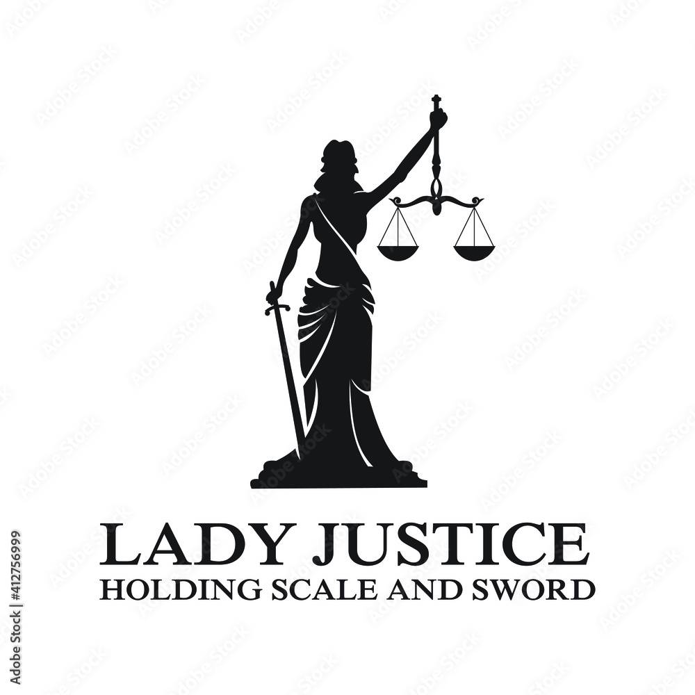 Lady Justice holding scale and sword scale logo exclusive design ...