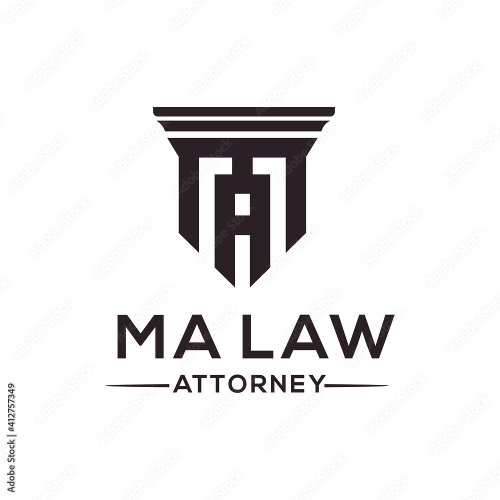 MA lettering attorney pillar ma law simbol design exclusive inspiration ...