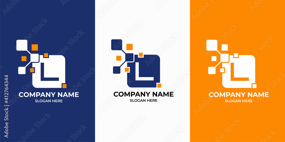 Letter L pixels logo initial design template. Illustration vector ...