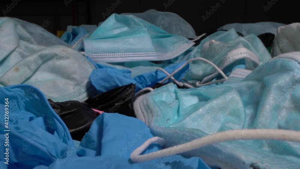 Covid-19 plastic medical waste. Discarded used old dirty disposable ...