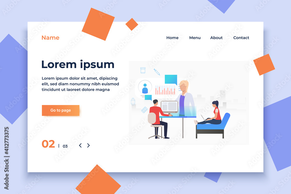 Man and woman browsing internet for medical website vector illustration ...