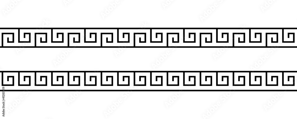 Set greek pattern. Greece border. Seamless meander ornament. collection ...