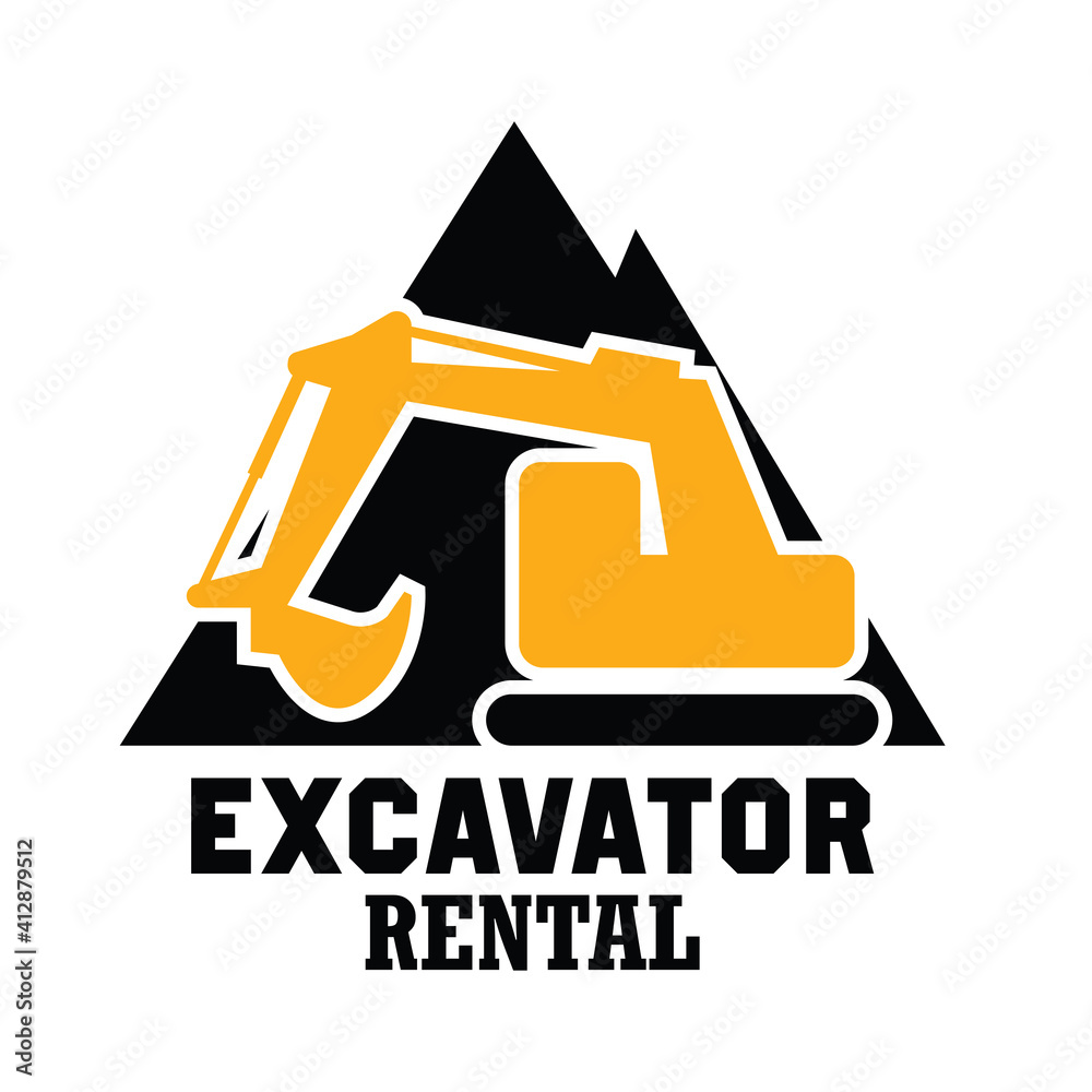 Vecteur Stock excavator or excavation logo emblems and insignia with ...