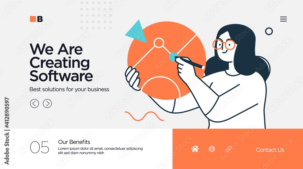 Landing page template of developing computer software, coding and ...
