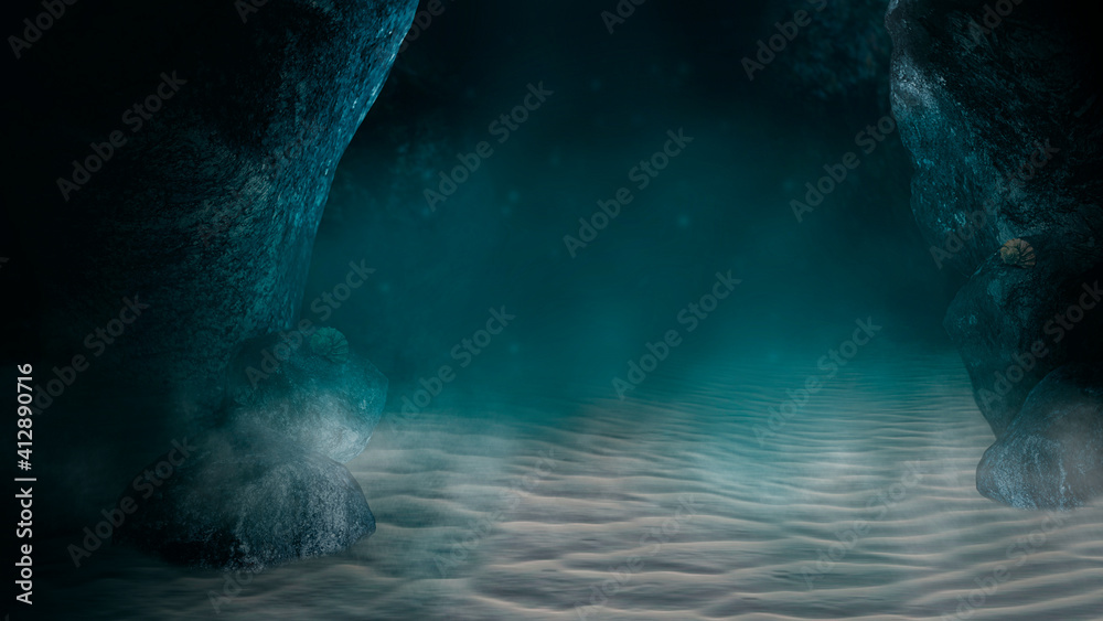 Depth of sea water, the bottom of the sea, the rays of the sun through ...