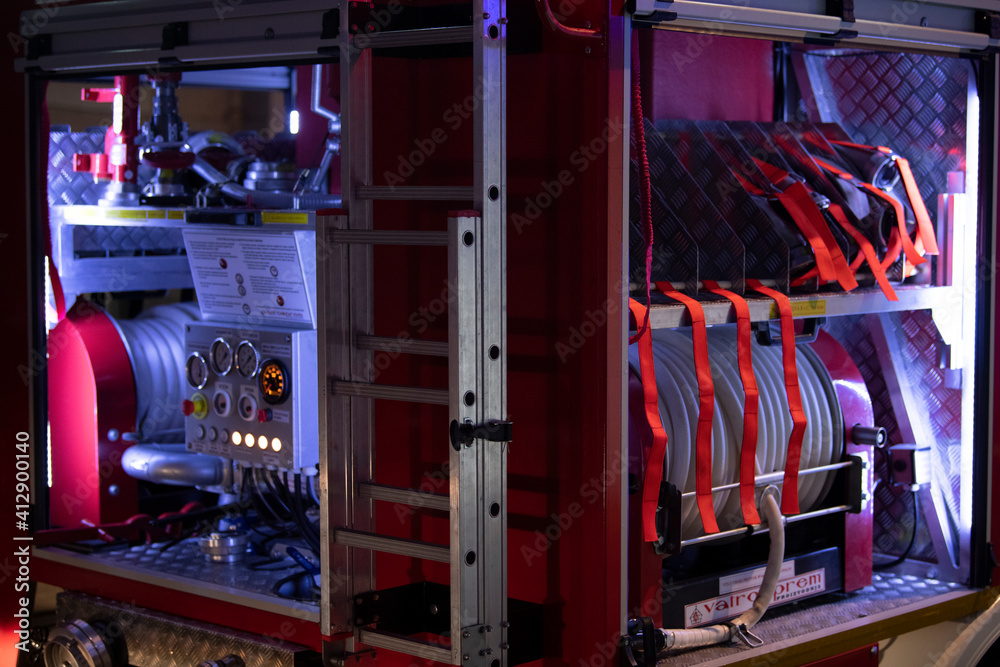 Fire hoses, valves, cranes, road cones, hydrants and manual fire ...